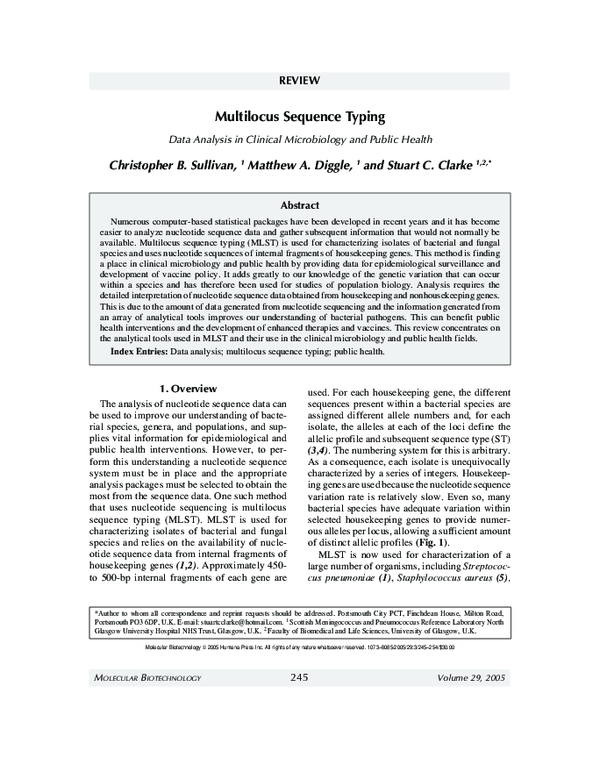 Pdf Multilocus Sequence Typing Data Analysis In Clinical