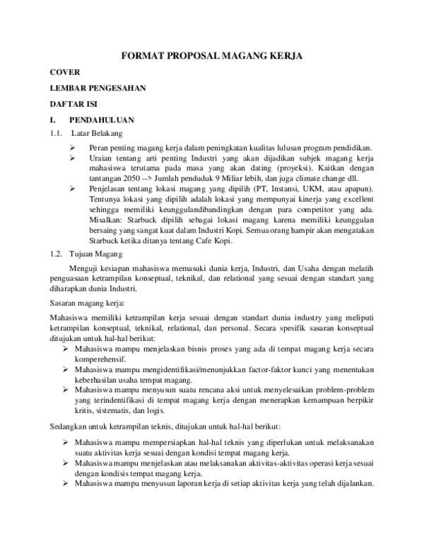 (PDF) FORMAT PROPOSAL MAGANG KERJA | Zakaria Abdillah - Academia.edu
