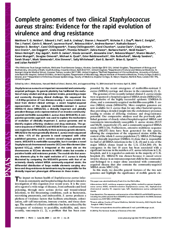 (PDF) Faculty of 1000 evaluation for Complete genomes of two clinical Staphylococcus aureus ...