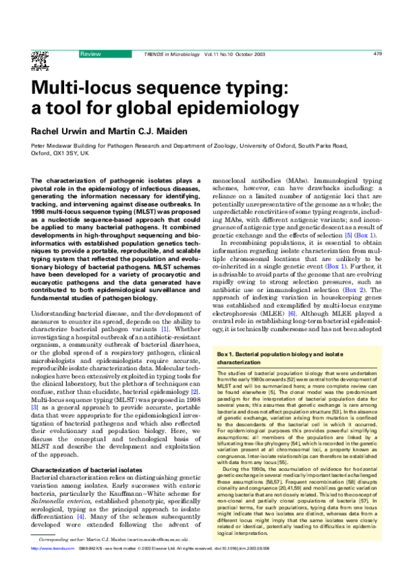 (PDF) Multi-locus sequence typing: a tool for global epidemiology | Martin Maiden - Academia.edu