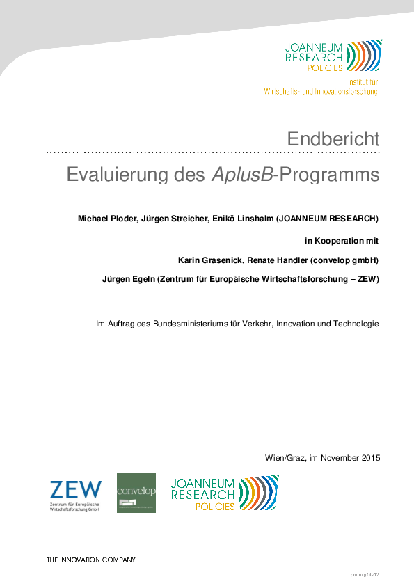 (PDF) Evaluierung des AplusB-Programms