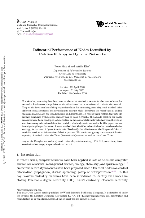 Pdf Influential Performance Of Nodes Identified By Relative Entropy In Dynamic Networks