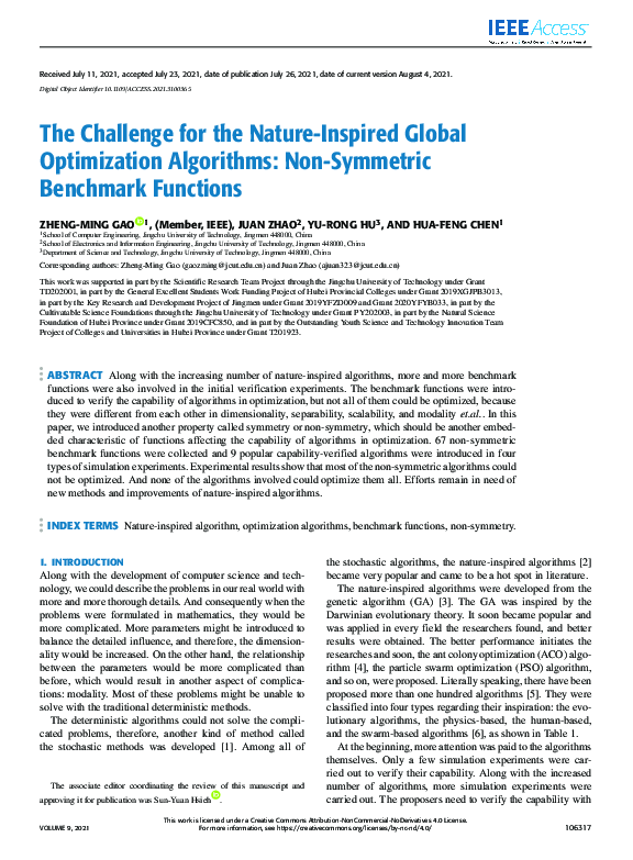 (PDF) The Challenge for the Nature-Inspired Global Optimization Algorithms: Non-Symmetric ...