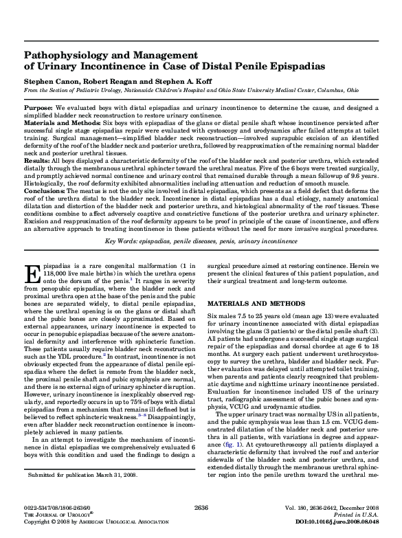 (PDF) Pathophysiology and Management of Urinary Incontinence in Case of ...