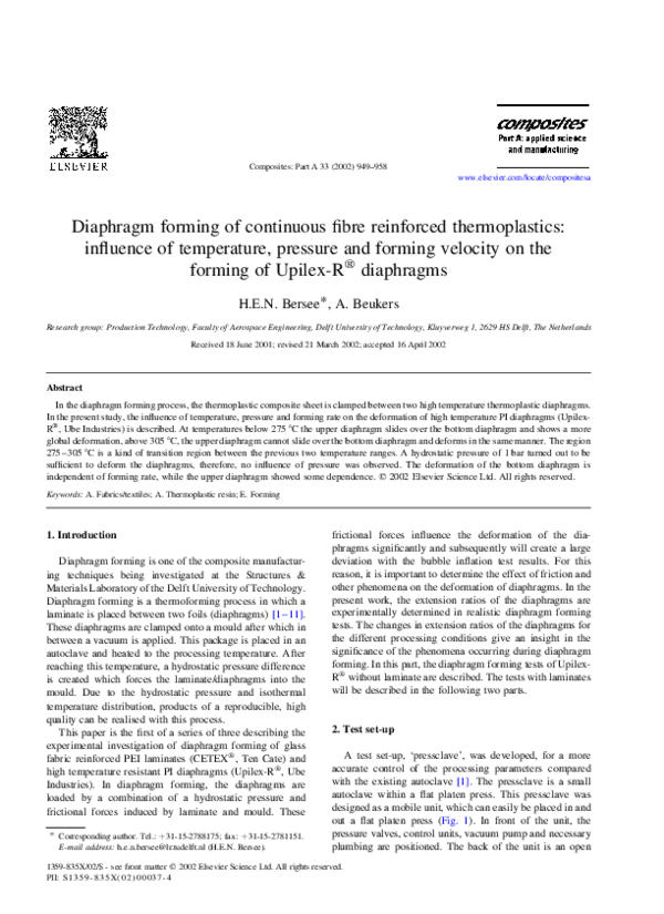 (PDF) Diaphragm forming of continuous fibre reinforced thermoplastics ...