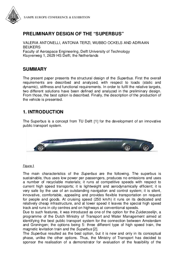 (PDF) Preliminary Design of the Superbus