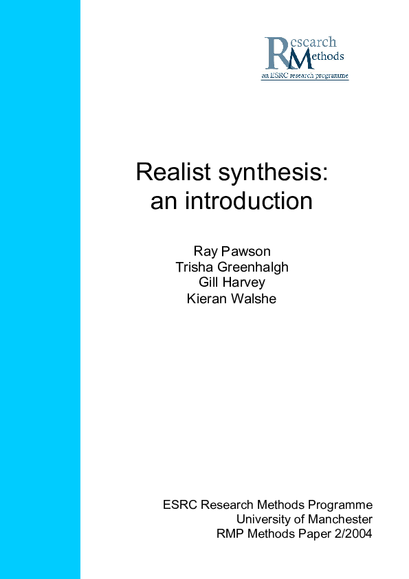 (PDF) Realist synthesis - an introduction