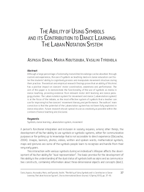 (PDF) The Ability of Using Symbols and Its Contribution to Dance ...