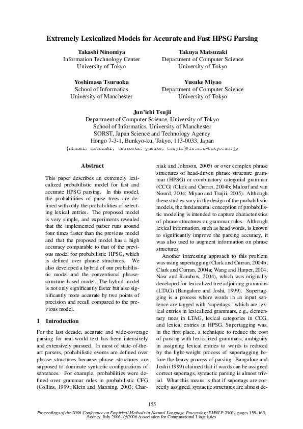 Pdf Extremely Lexicalized Models For Accurate And Fast Hpsg Parsing