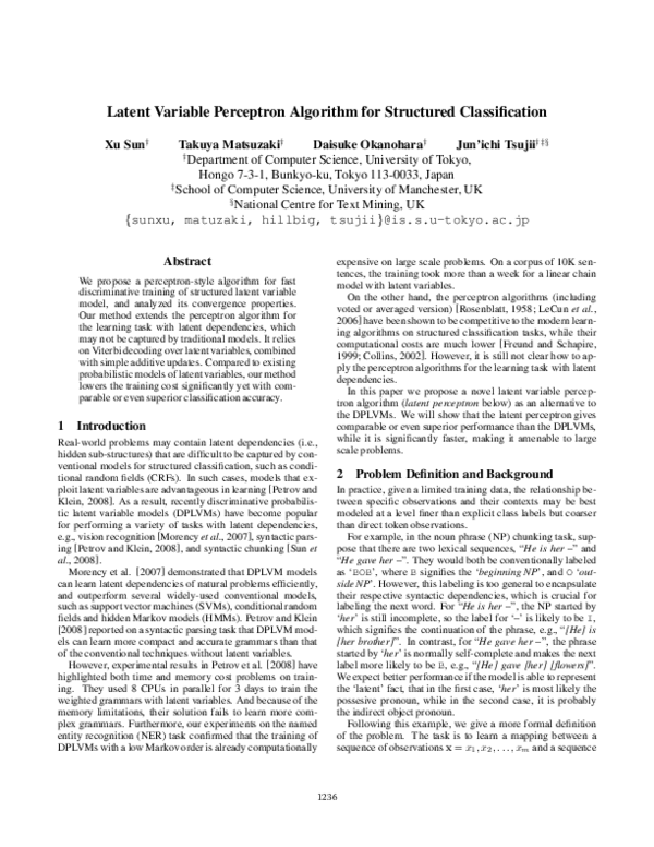 (PDF) Latent Variable Perceptron Algorithm for Structured Classification