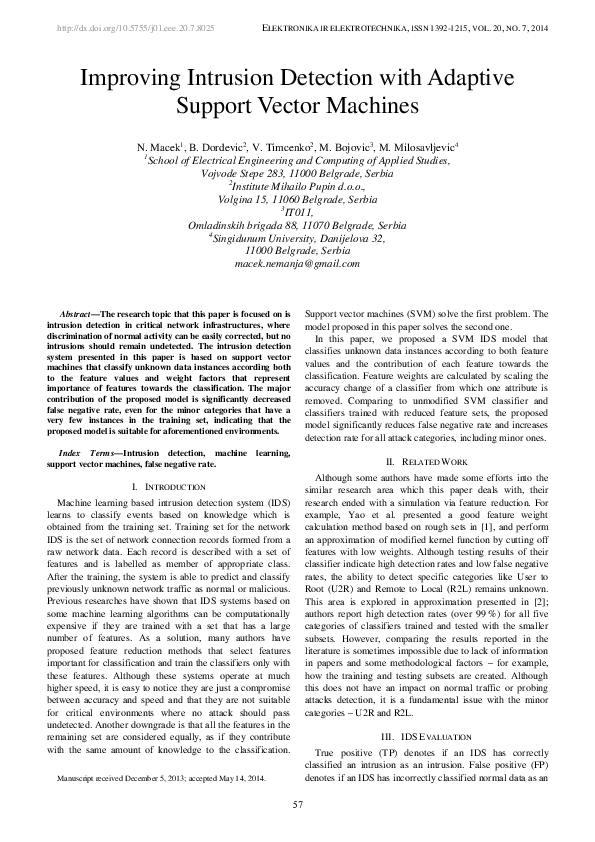 (PDF) Improving Intrusion Detection with Adaptive Support Vector ...