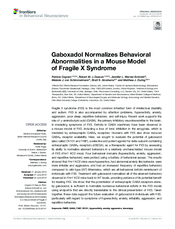 (PDF) Gaboxadol Normalizes Behavioral Abnormalities in a Mouse Model of ...