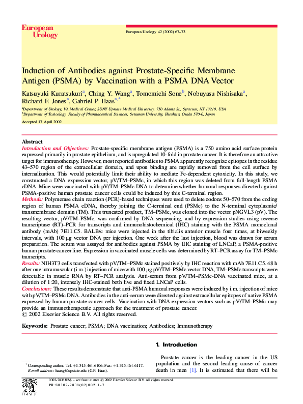 (PDF) Induction of Antibodies against Prostate-Specific Membrane ...