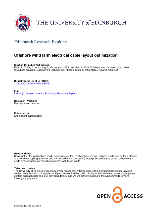 (PDF) Offshore wind farm electrical cable layout optimization