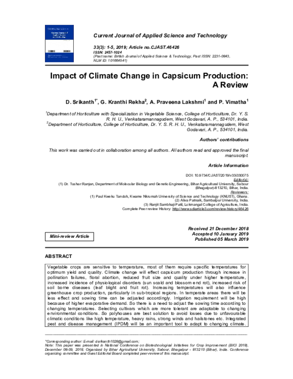 (PDF) Impact of Climate Change in Capsicum Production: A Review