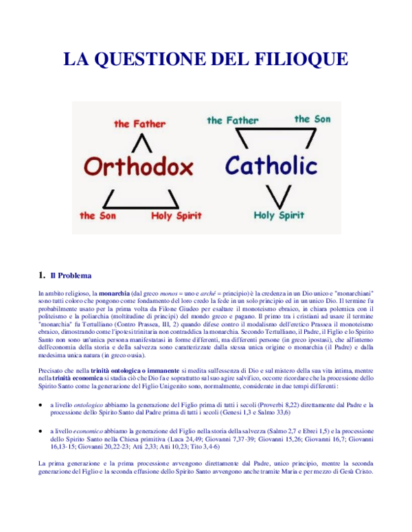 (PDF) Il Filioque (problema profondo o questione di lana caprina?)