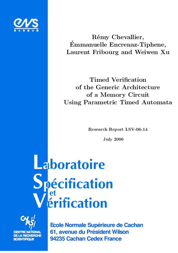 Pdf Timed Verification Of The Generic Architecture Of A Memory Circuit Using Parametric Timed