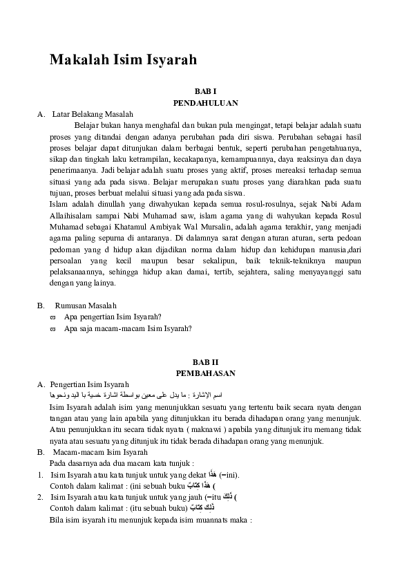 (DOC) Makalah Isim Isyarah