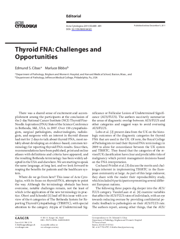 (PDF) Thyroid FNA: Challenges and Opportunities