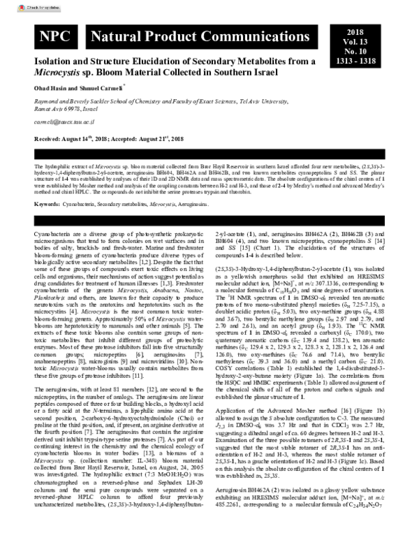 (PDF) Isolation and structure elucidation of secondary metabolites from ...
