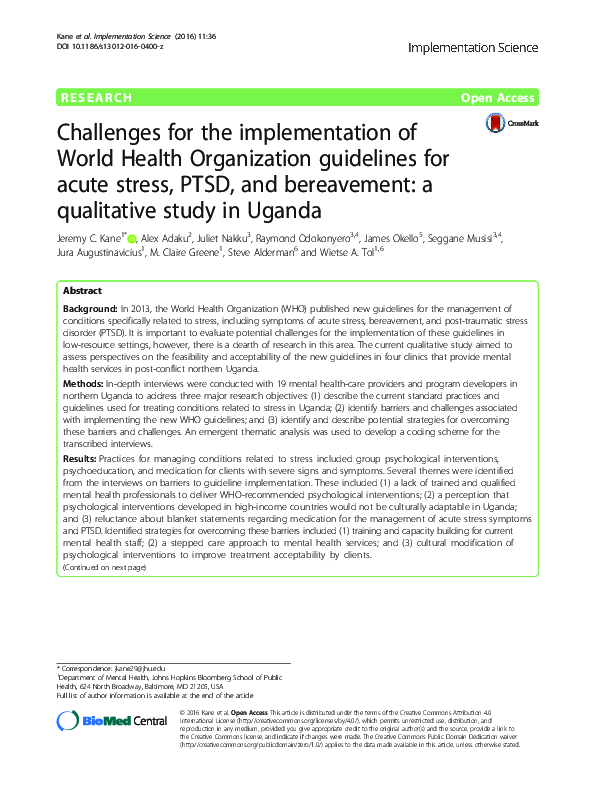 (PDF) Challenges for the implementation of World Health Organization ...