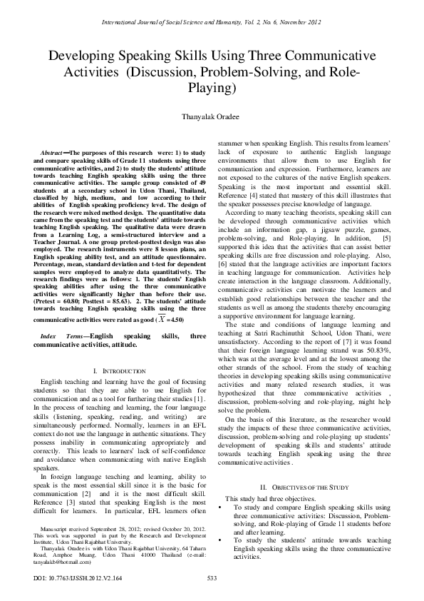 (PDF) Developing Speaking Skills Using Three Communicative Activities ...