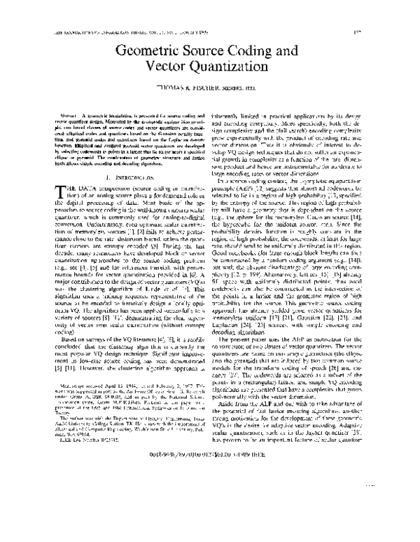 (PDF) Geometric source coding and vector quantization | Paolo Fiorini - Academia.edu