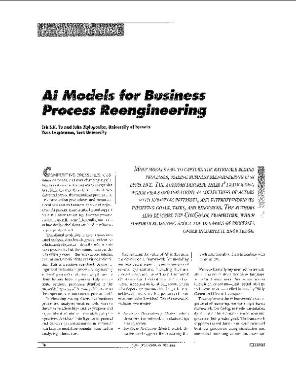 (PDF) Al models for business process reengineering