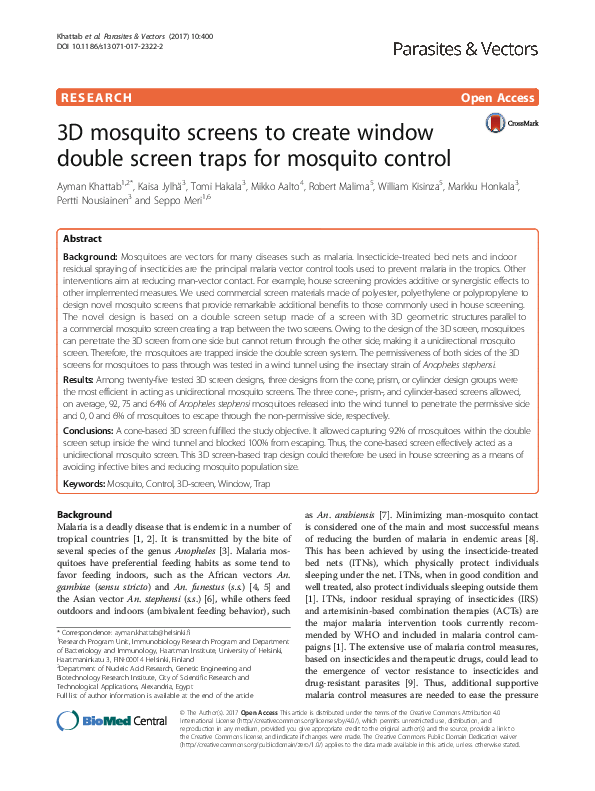 (PDF) 3D mosquito screens to create window double screen traps for ...
