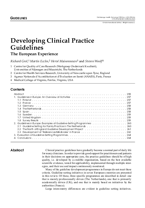 (PDF) Developing Clinical Practice Guidelines