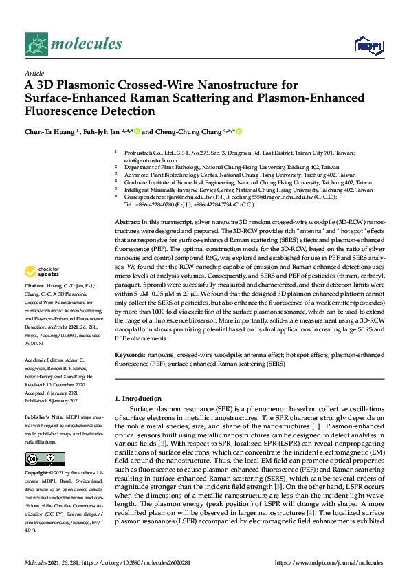 Pdf A 3d Plasmonic Crossed Wire Nanostructure For Surface Enhanced