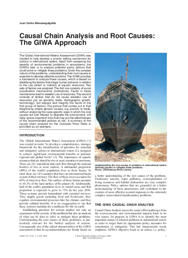 (PDF) Causal Chain Analysis and Root Causes: The GIWA Approach