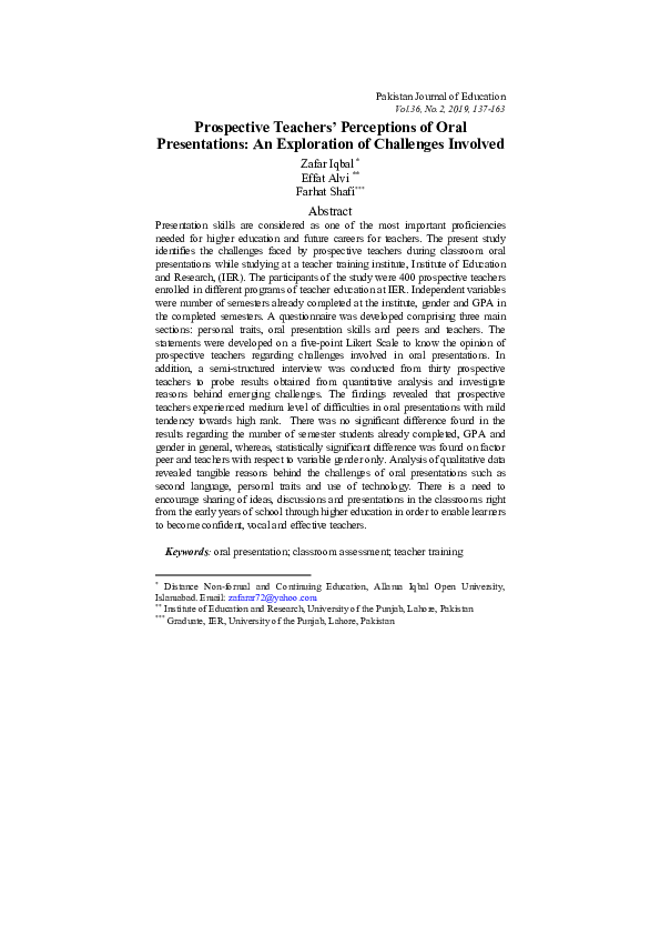 (PDF) Prospective Teachers’ Perceptions of Oral Presentations: An ...