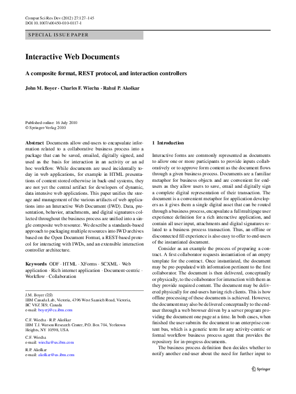(PDF) Interactive Web Documents