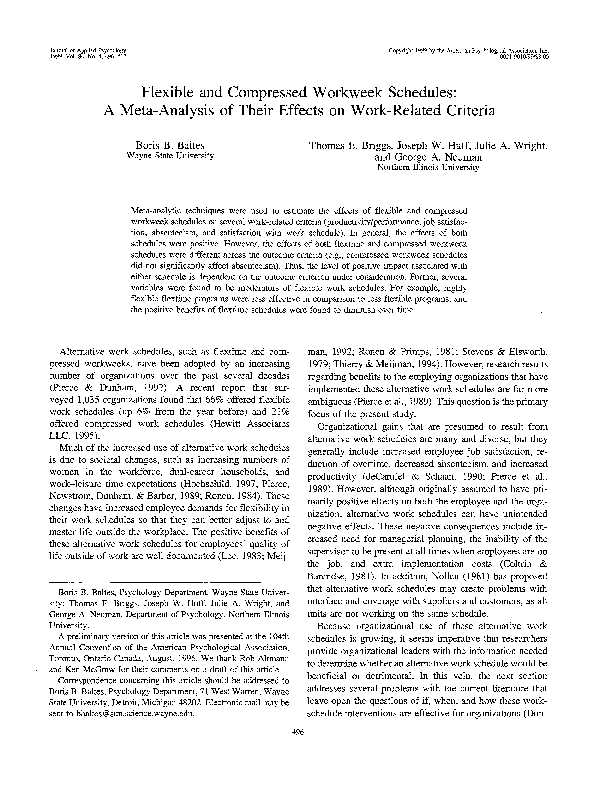 (PDF) Flexible and compressed workweek schedules: A meta-analysis of their effects on work ...