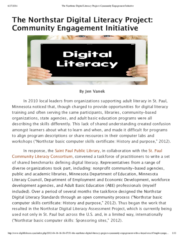(PDF) Northstar Digital Literacy Assessment Project: a Community ...
