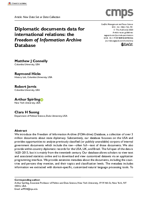 (PDF) Diplomatic documents data for international relations: the ...