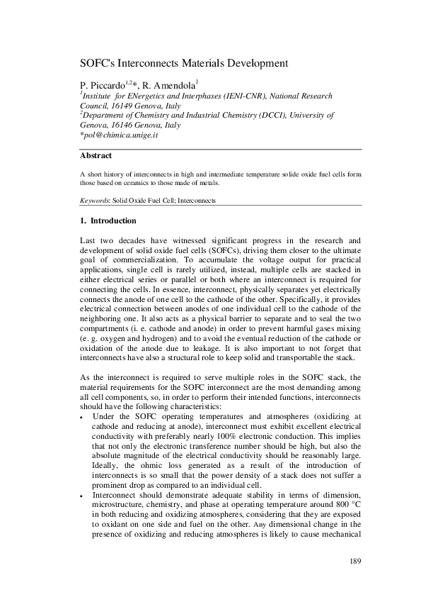 (PDF) SOFC's interconnects materials development