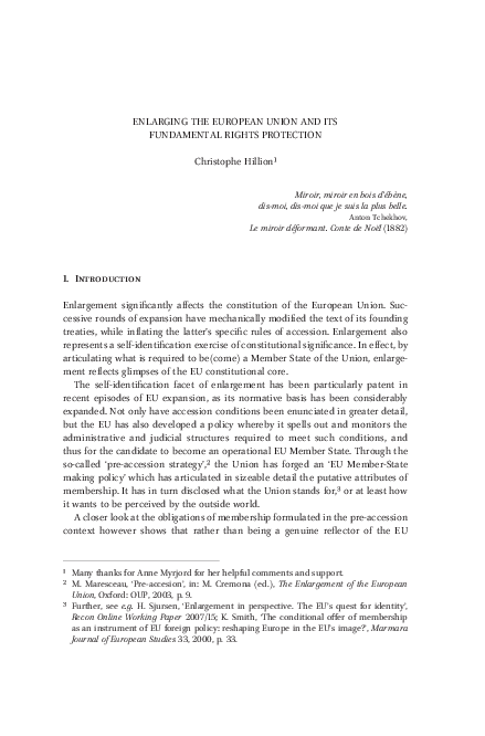 (PDF) Enlarging the European Union and its Fundamental Rights Protection
