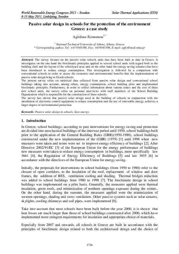 (PDF) Passive Solar Design in Schools for the Protection of the ...
