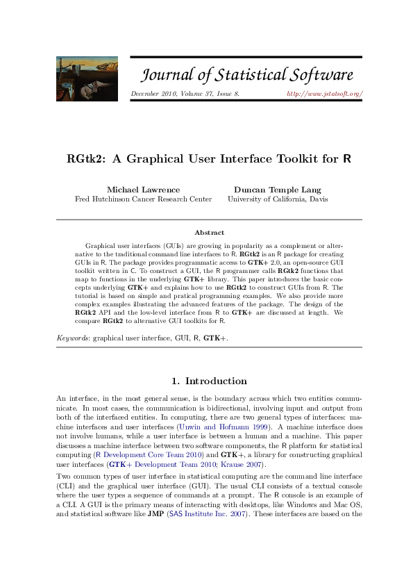 (PDF) RGtk2: A Graphical User Interface Toolkit for R