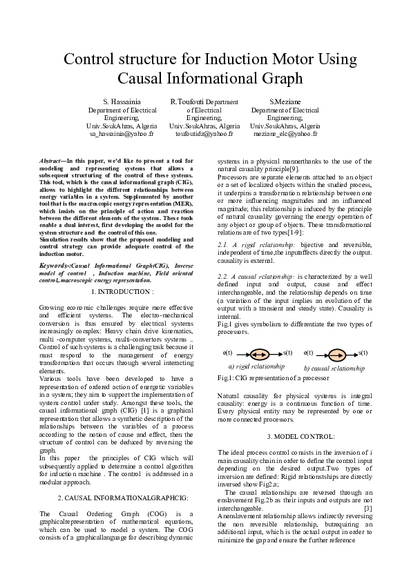Pdf Control Structure For Induction Motor Using Causal Informational Graph
