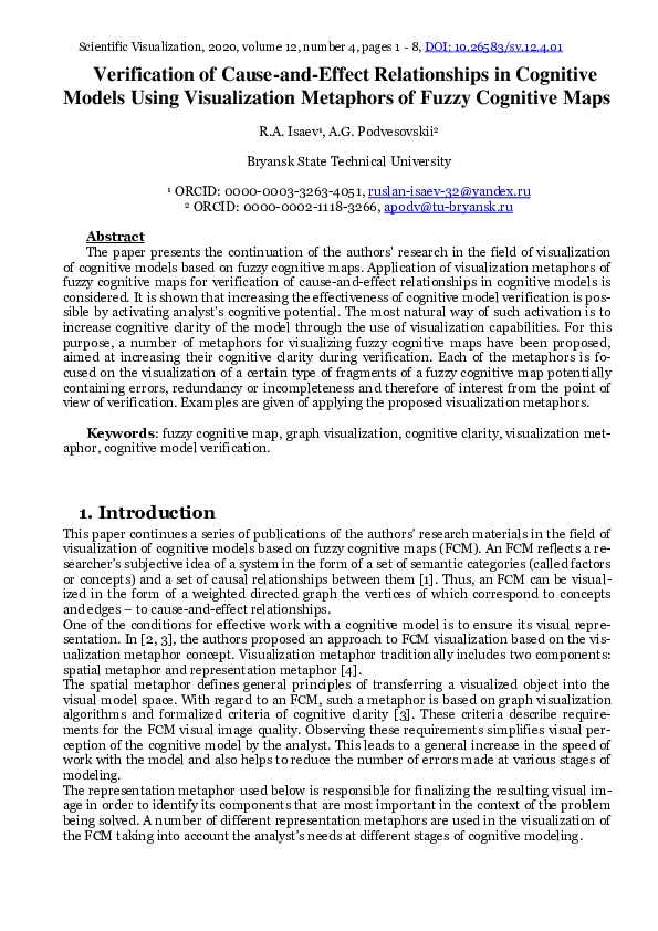 Pdf Verification Of Cause And Effect Relationships In Cognitive Models Using Visualization