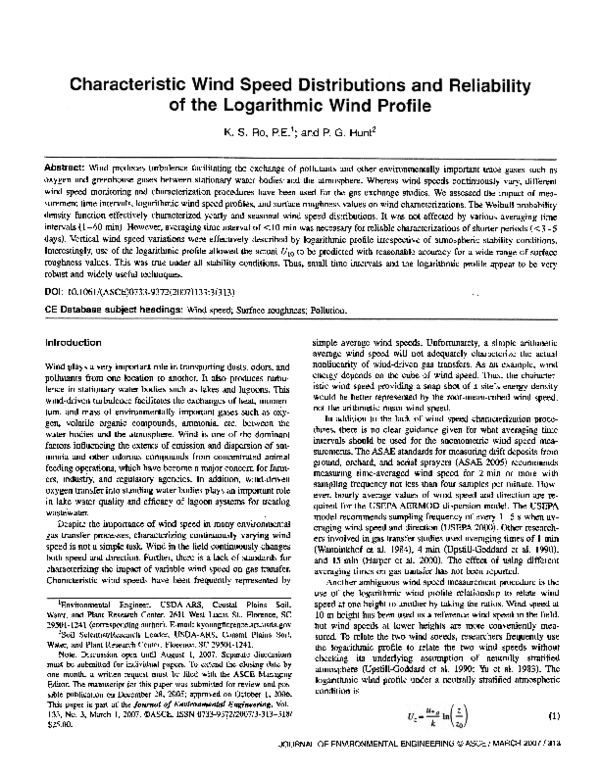 (PDF) Characteristic Wind Speed Distributions and Reliability of the ...