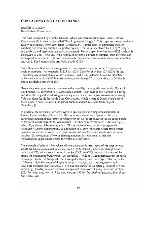 (PDF) Concatenating Letter Ranks