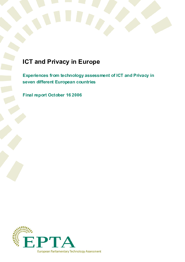 (PDF) ICT and Privacy in Europe. Experiences from technology assessment ...
