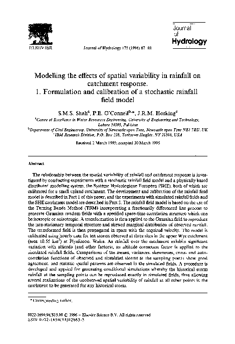 (PDF) Modelling the effects of spatial variability in rainfall on catchment response. 2 ...