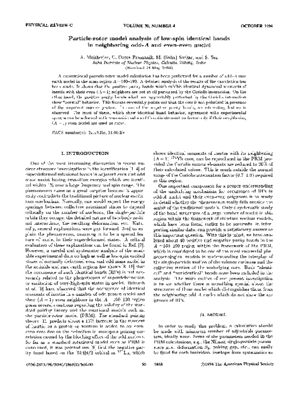 (PDF) Particle-rotor model analysis of low-spin identical bands in ...