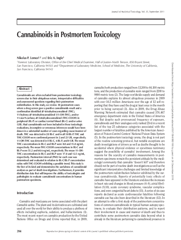 (PDF) Cannabinoids in Postmortem Toxicology