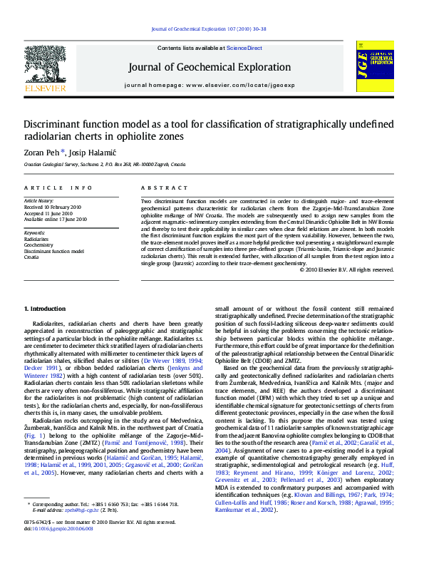 (PDF) Discriminant function model as a tool for classification of stratigraphically undefined ...